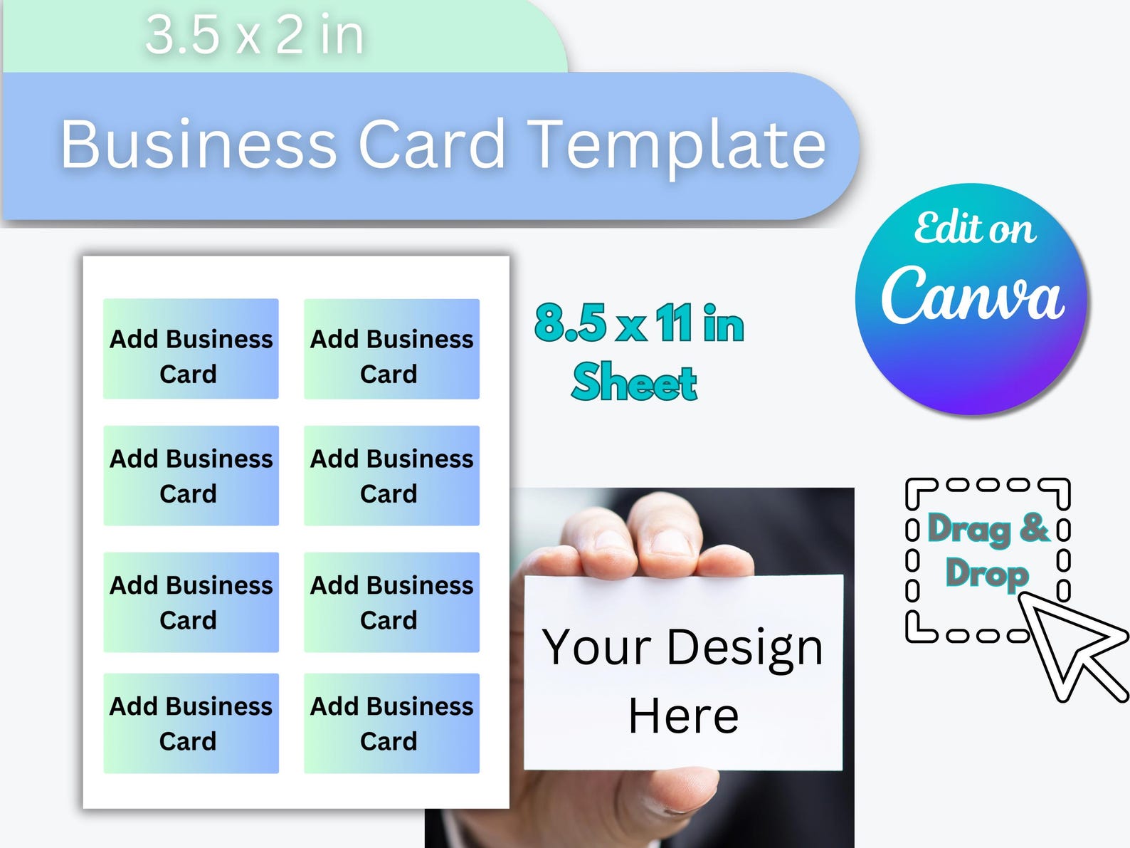 Business Card Template, Blank Business Card Template, DIY Business Card ...