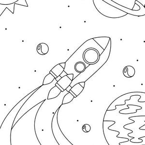 Printable SPACE-THEMED Coloring Pages- Digital File- Instant Download ...