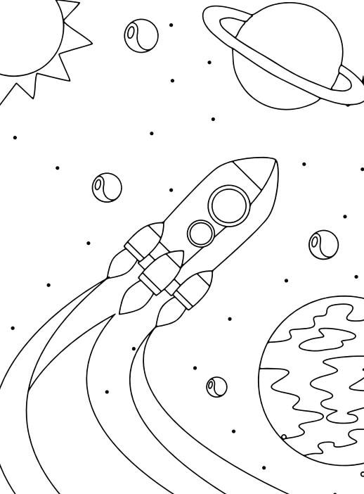 Printable SPACE-THEMED Coloring Pages- Digital File- Instant Download ...