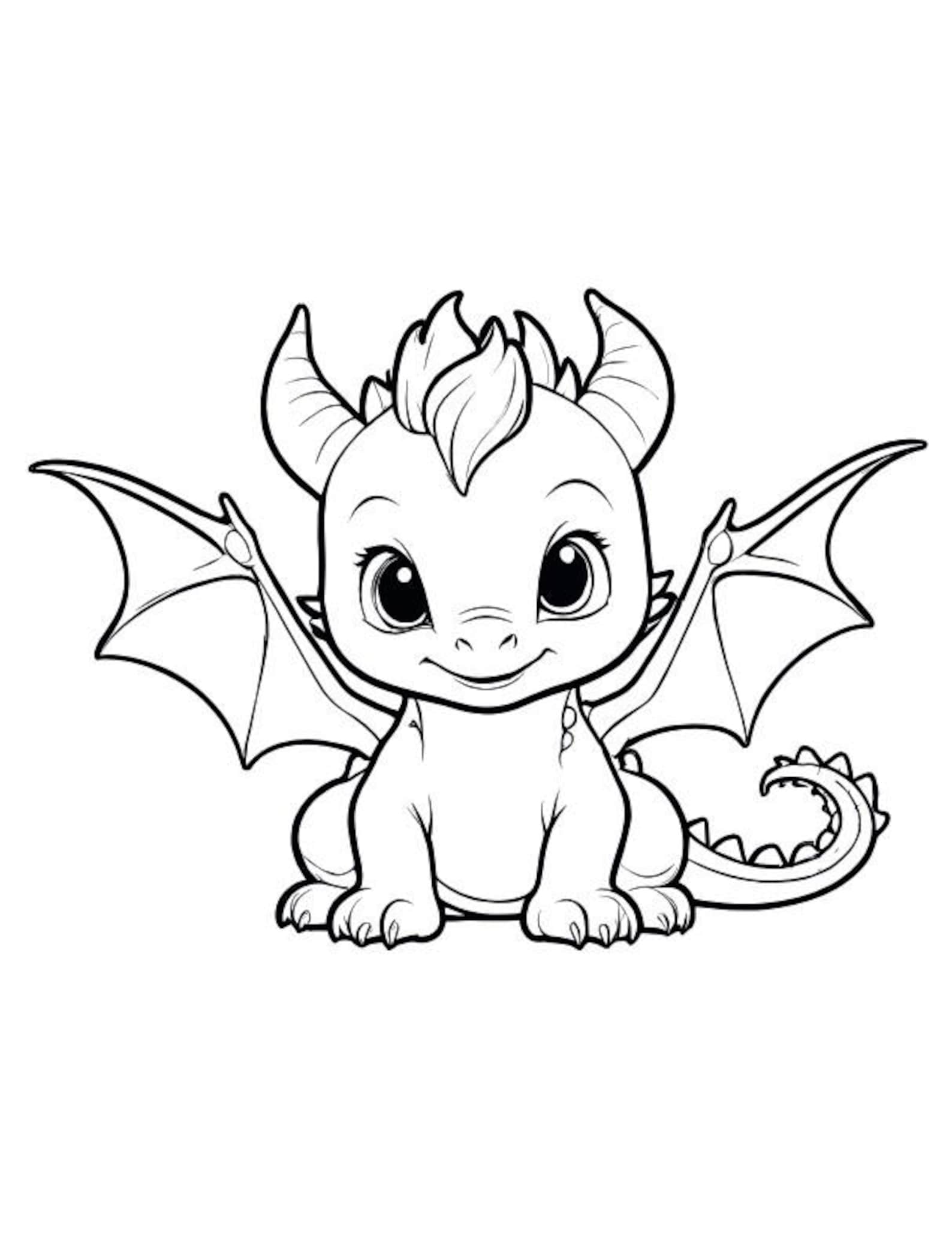 Printable Cute Dragons Coloring Pages- Digital File- Instant Download ...