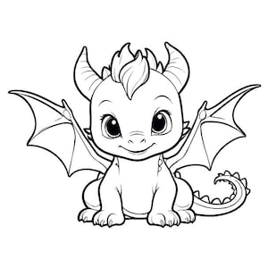 Printable Cute Dragons Coloring Pages- Digital File- Instant Download ...