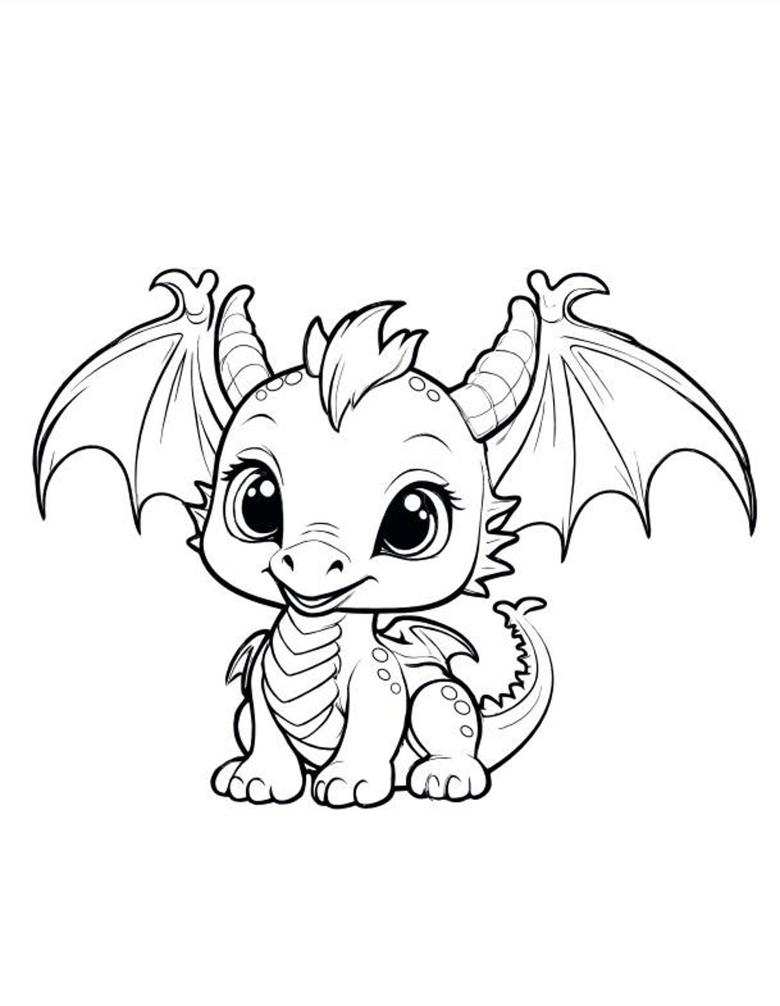 Printable Cute Dragons Coloring Pages- Digital File- Instant Download ...