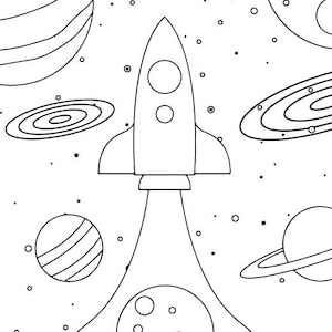 Printable SPACE-THEMED Coloring Pages- Digital File- Instant Download ...