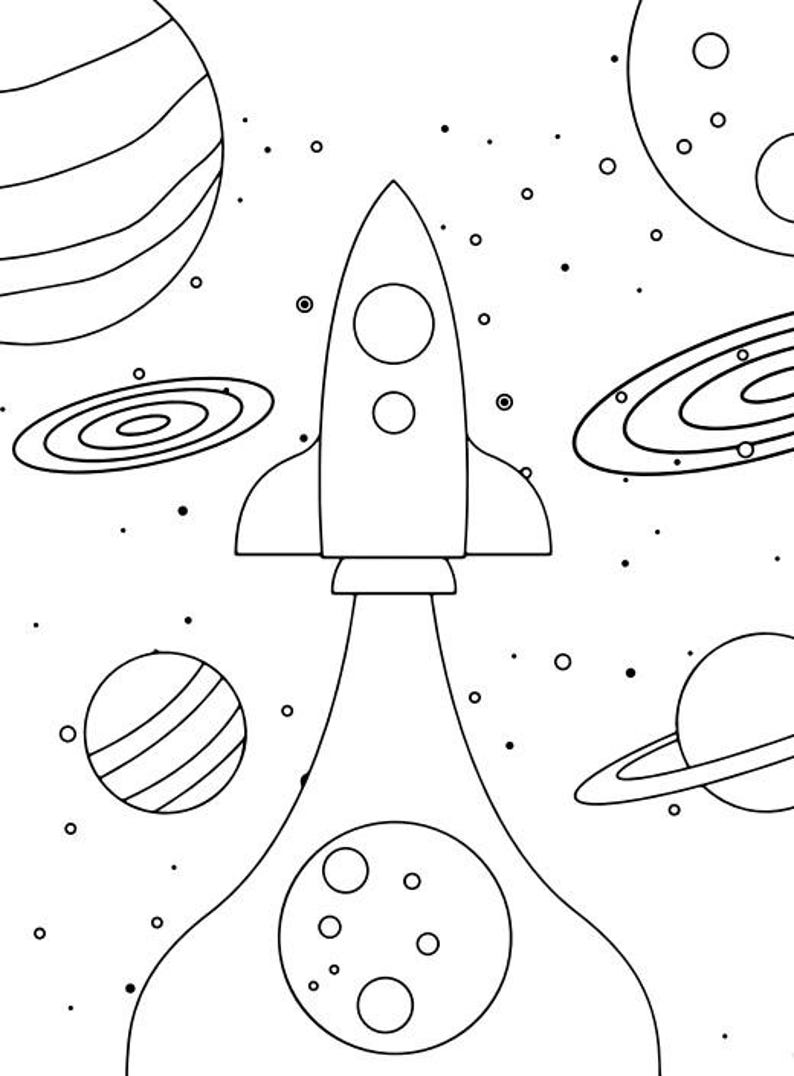Printable SPACE-THEMED Coloring Pages- Digital File- Instant Download ...