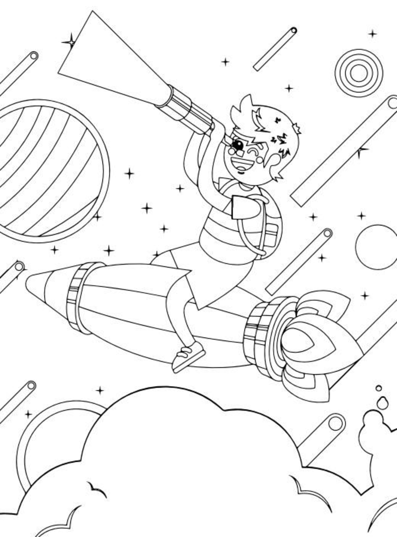 Printable SPACE-THEMED Coloring Pages- Digital File- Instant Download ...
