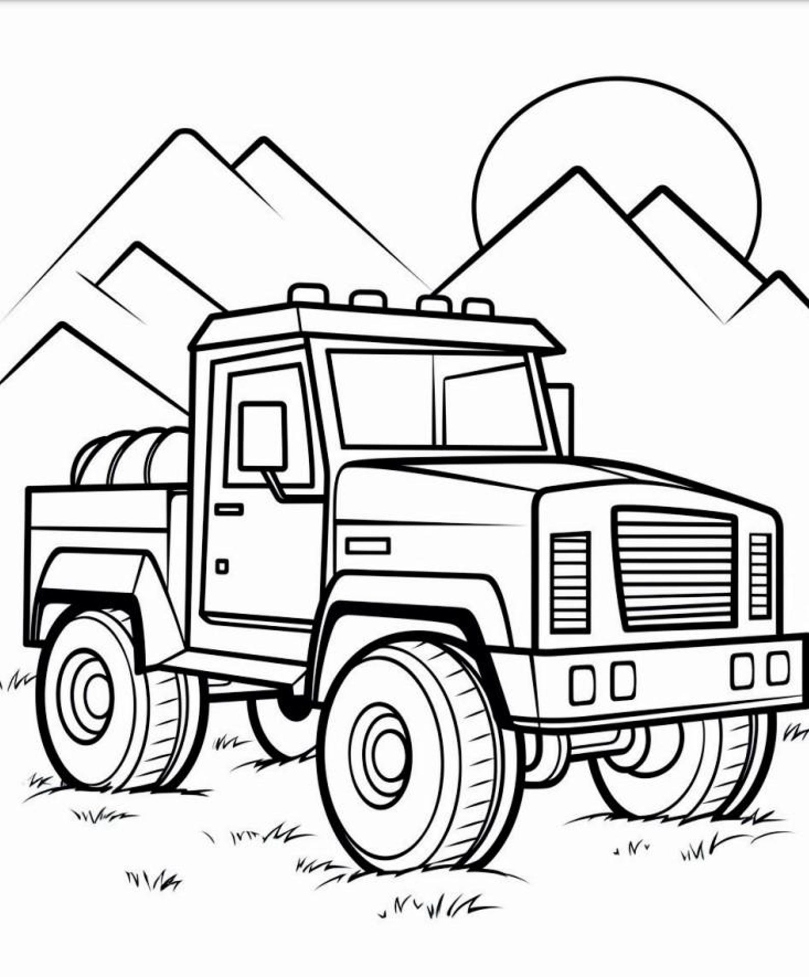 Printable TRUCKS Coloring Pages- Digital File- Instant Download Trucks ...