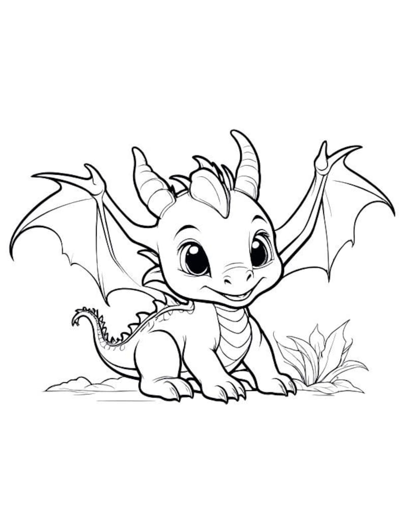 Printable Cute Dragons Coloring Pages- Digital File- Instant Download ...