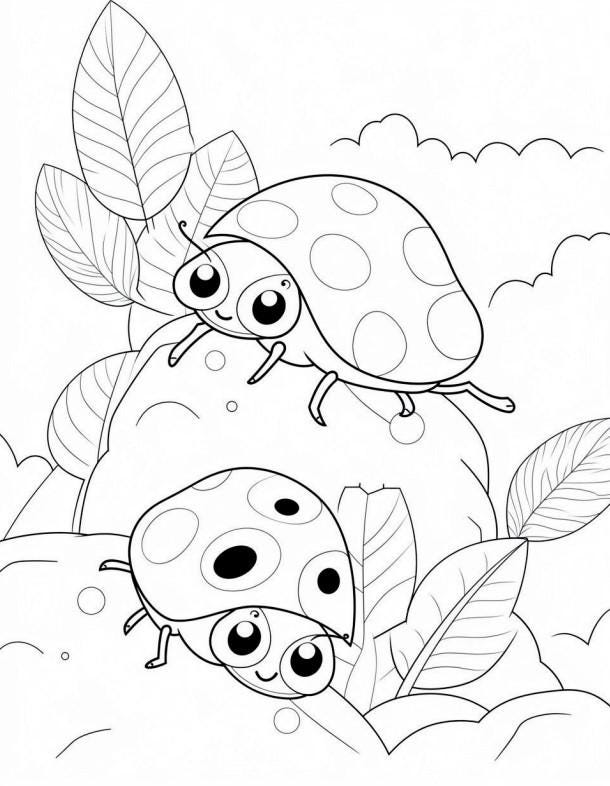 Printable CUTE BUGS Coloring Pages- Digital File- Instant Download ...
