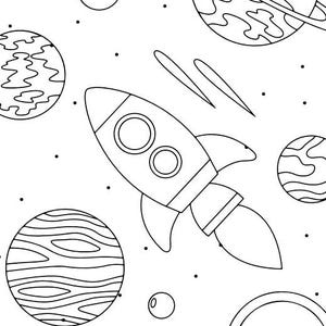 Printable SPACE-THEMED Coloring Pages- Digital File- Instant Download ...