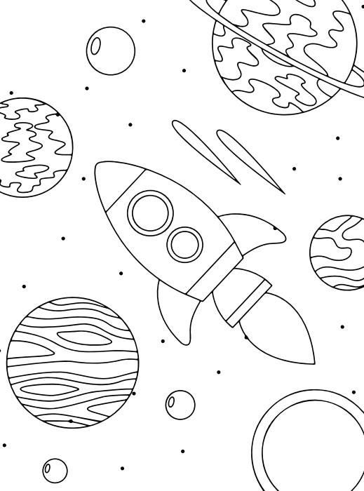 Printable SPACE-THEMED Coloring Pages- Digital File- Instant Download ...