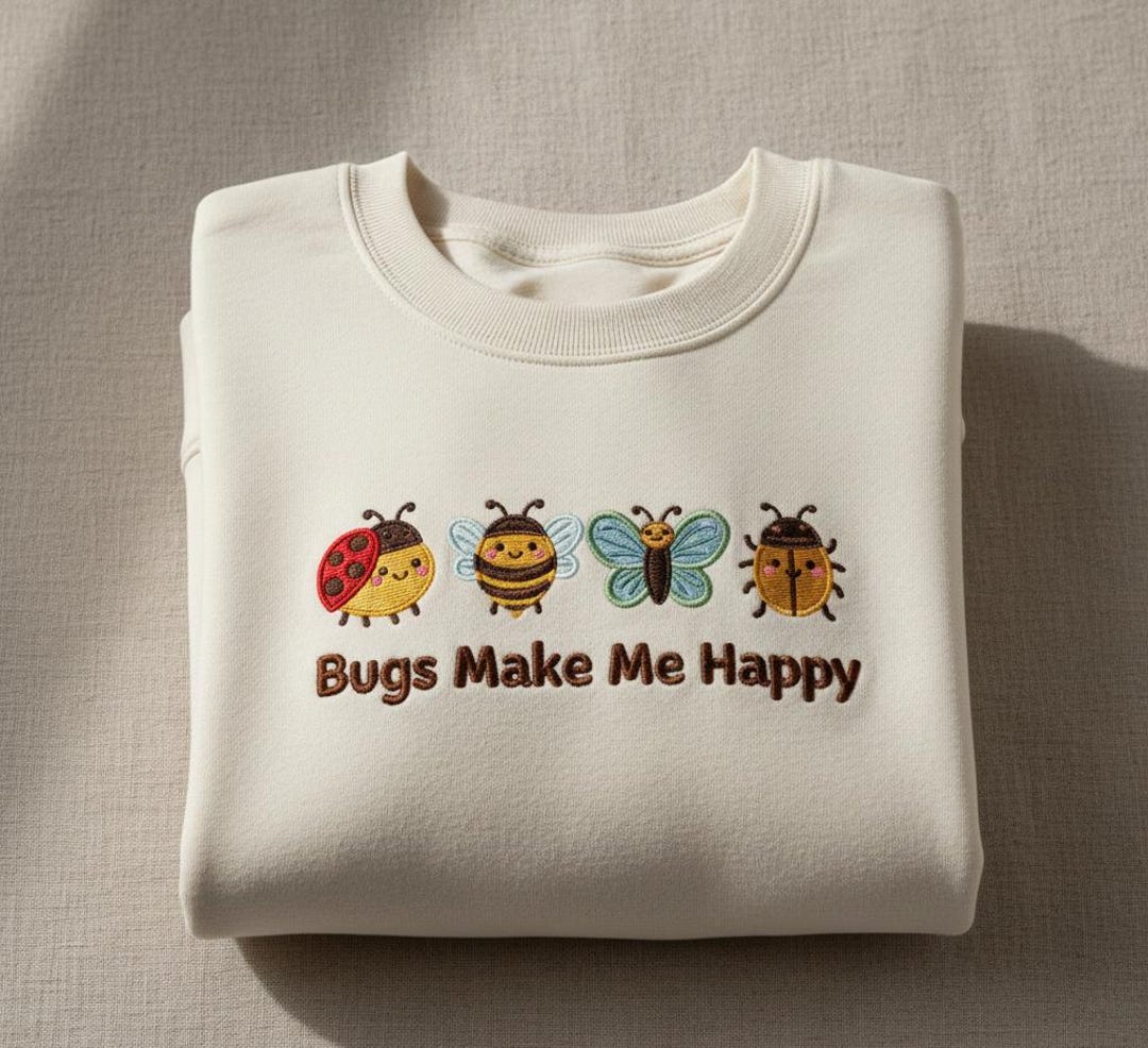 Custom Bugs Make Me Happy Cute Insect Illustration, Nature Lover Design ...