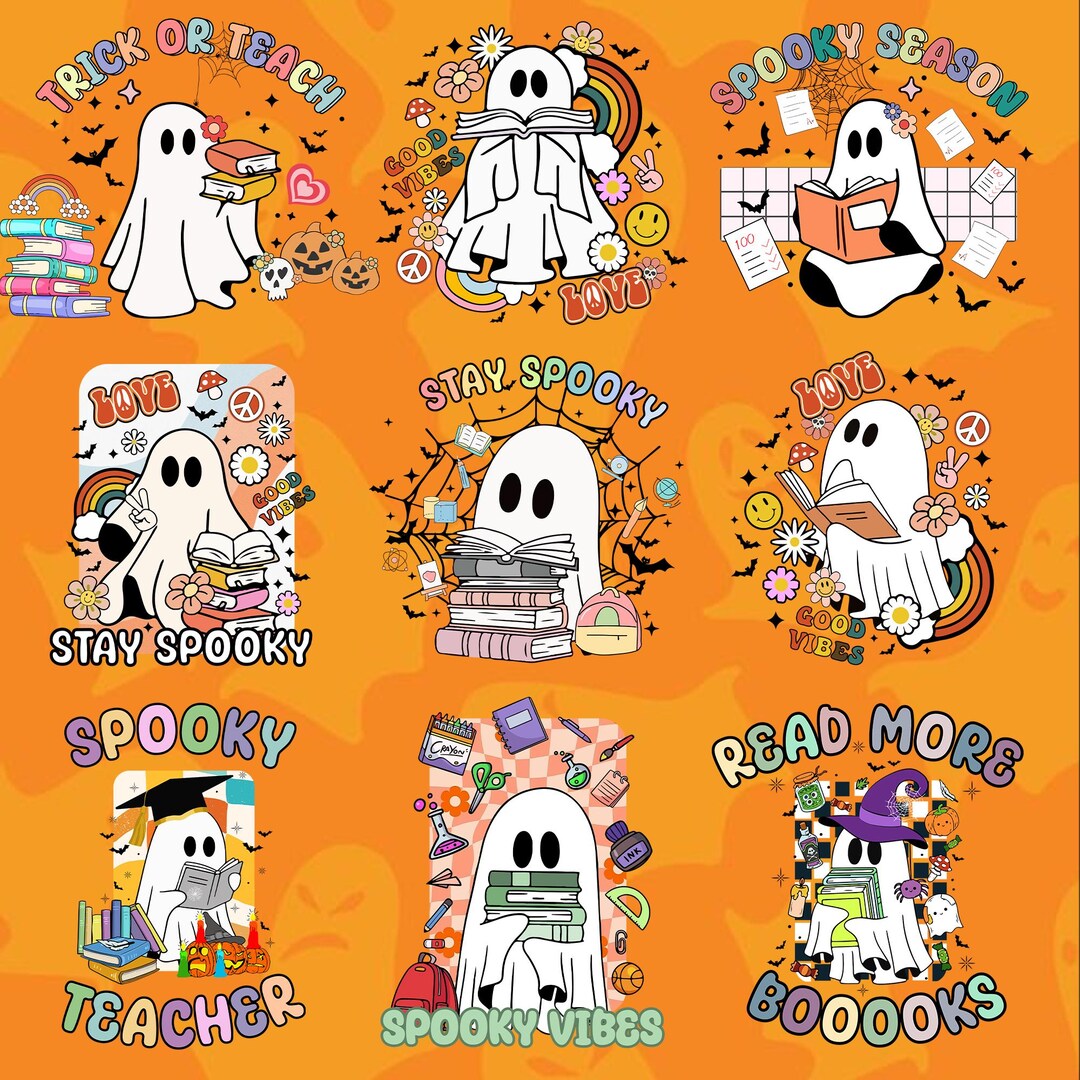 Halloween Teacher 10 Png Bundle, Teacher Ghost Png, Spooky Teacher Png ...