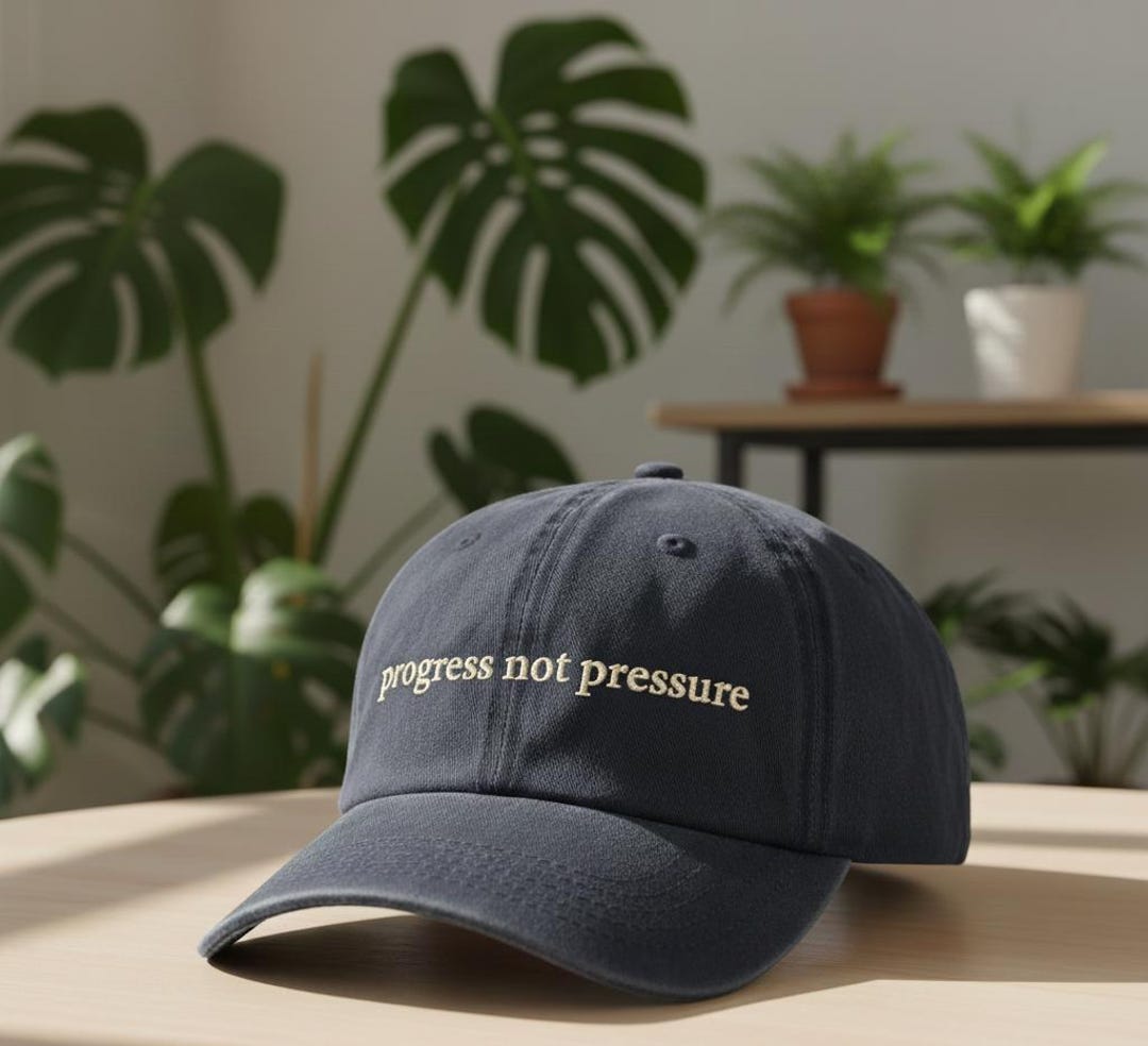 Custom Progress Not Pressure Embroidered Hat, Motivation Quote Dad Cap ...