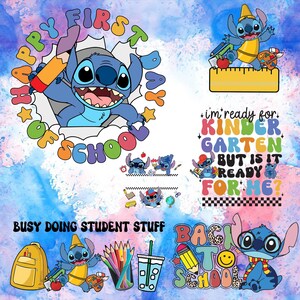 Stitch Back to School 6 Pngs, Clipart Stitch PNG, 6 Stitch Clipart ...