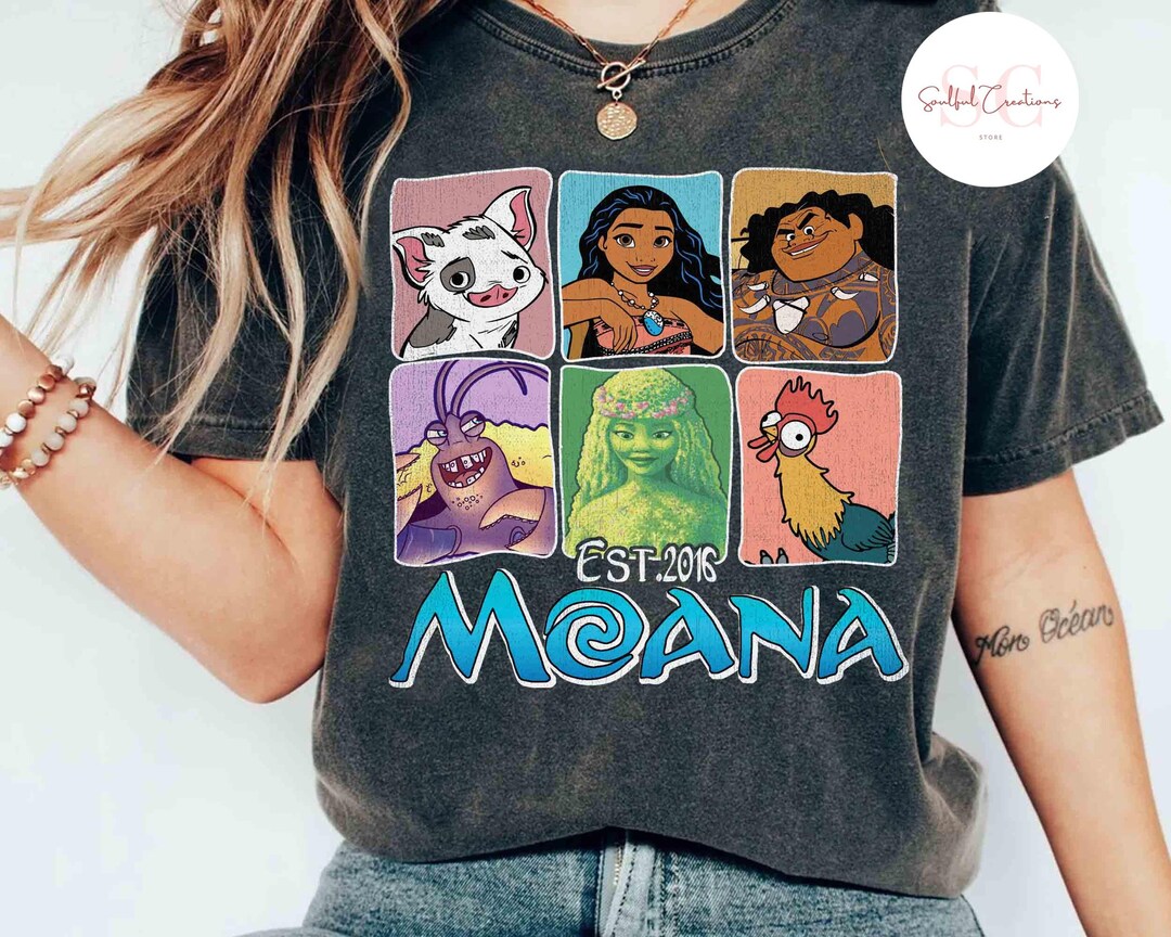 Comfort Colors Moana Characters Group Shot 2016 Retro Shirt, Disney Pua ...