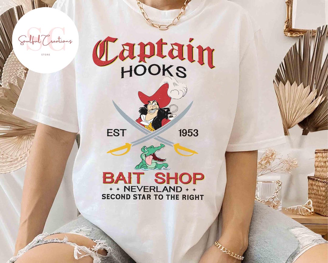 Comfort Colors Disney Peter Pan Villains Captain Hook Bait Shop Retro ...