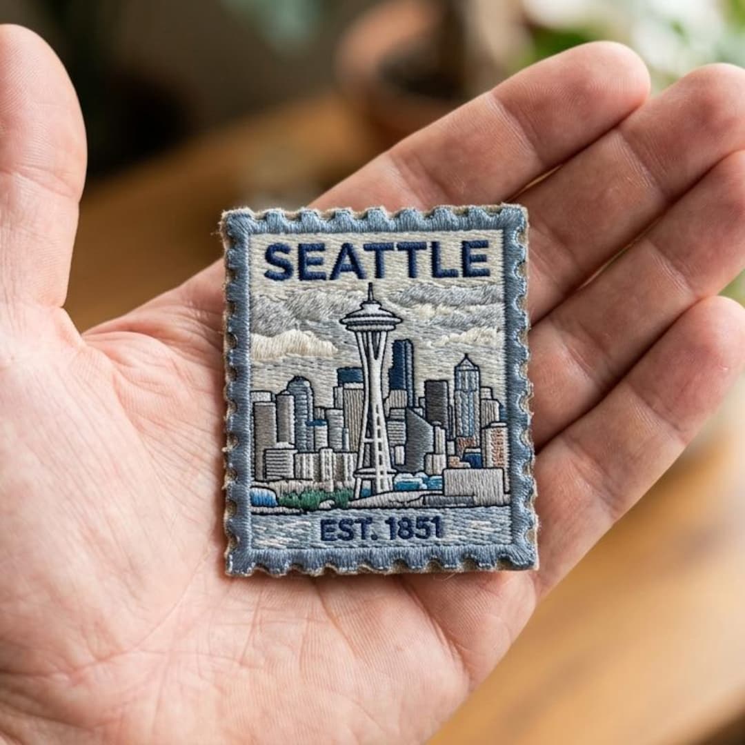 Custom Embroidered Seattle Patch Skyline Space Needle City Travel ...