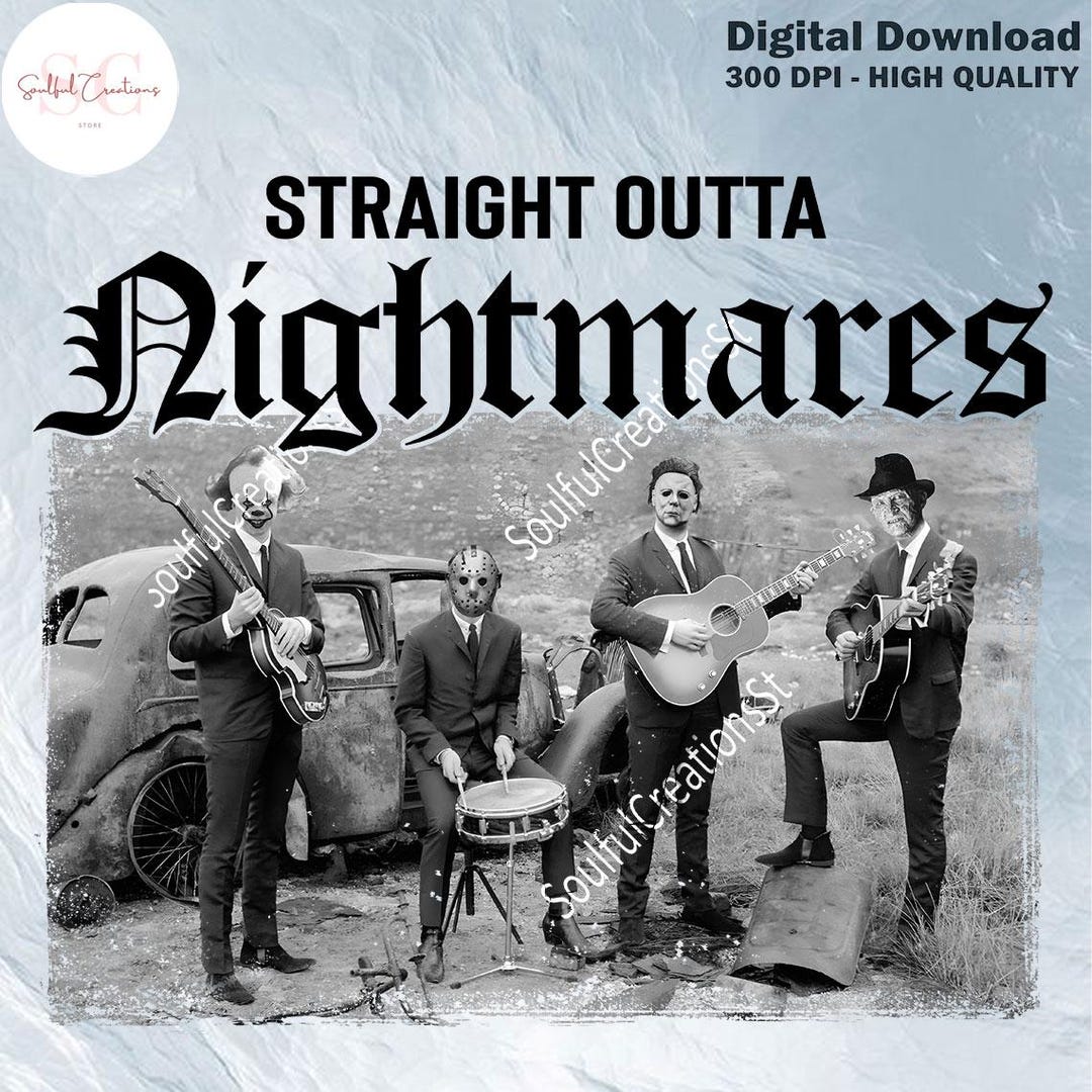 Retro Straight Outta Nightmares Png, Horror Movie Characters Png ...