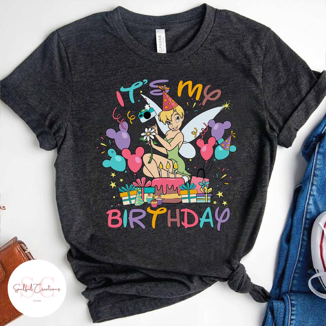 Comfort Colors Disney Tinker Bell Custom Presents It's My Birthday ...