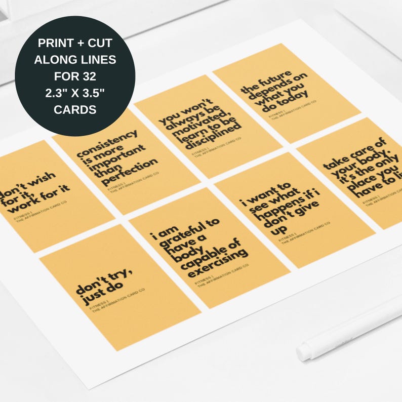 Motivational Fitness Cards | 32 Exercise & Workout Quotes | Digital ...