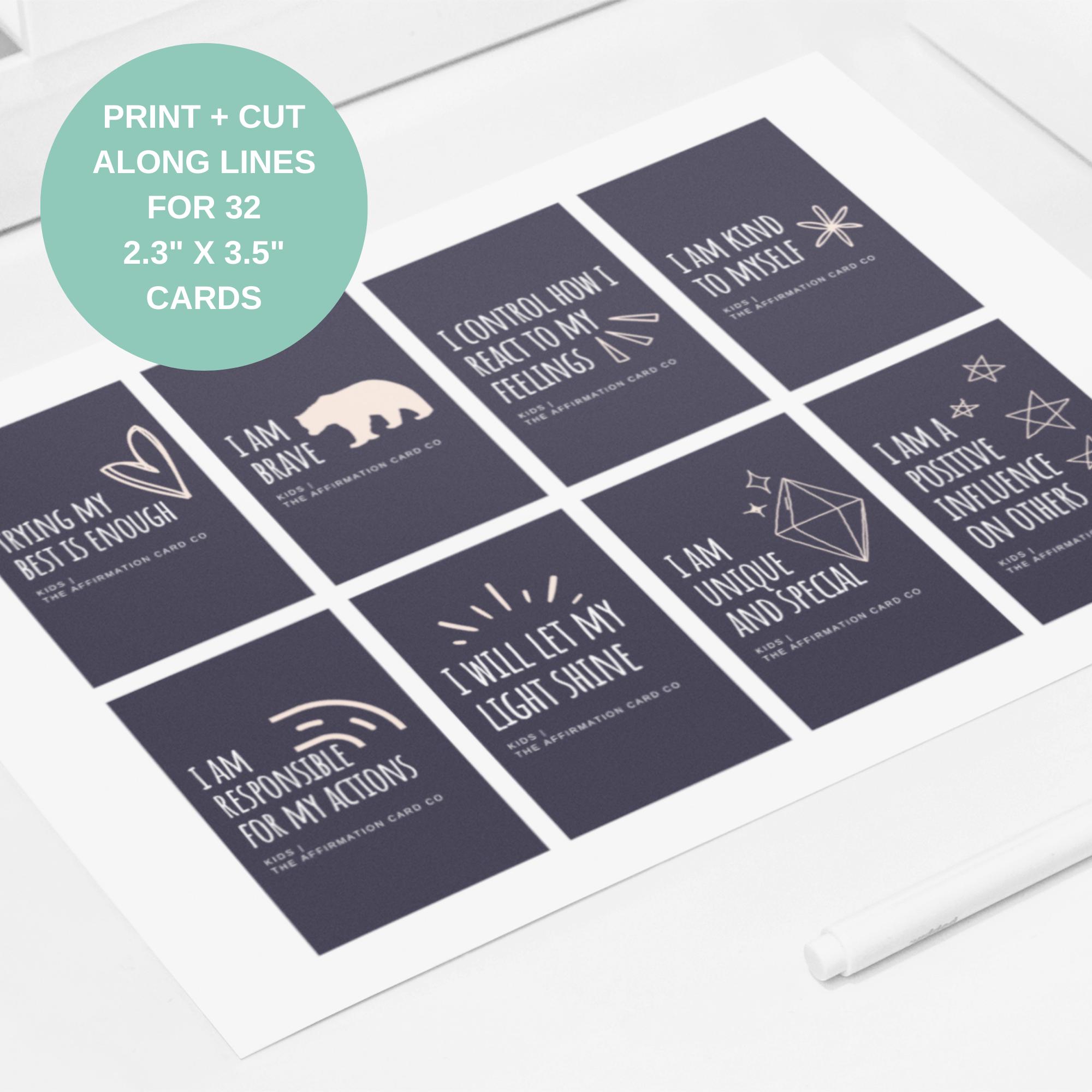 Affirmation Cards for Kids 40 Quotes for Confidence & Resilience ...
