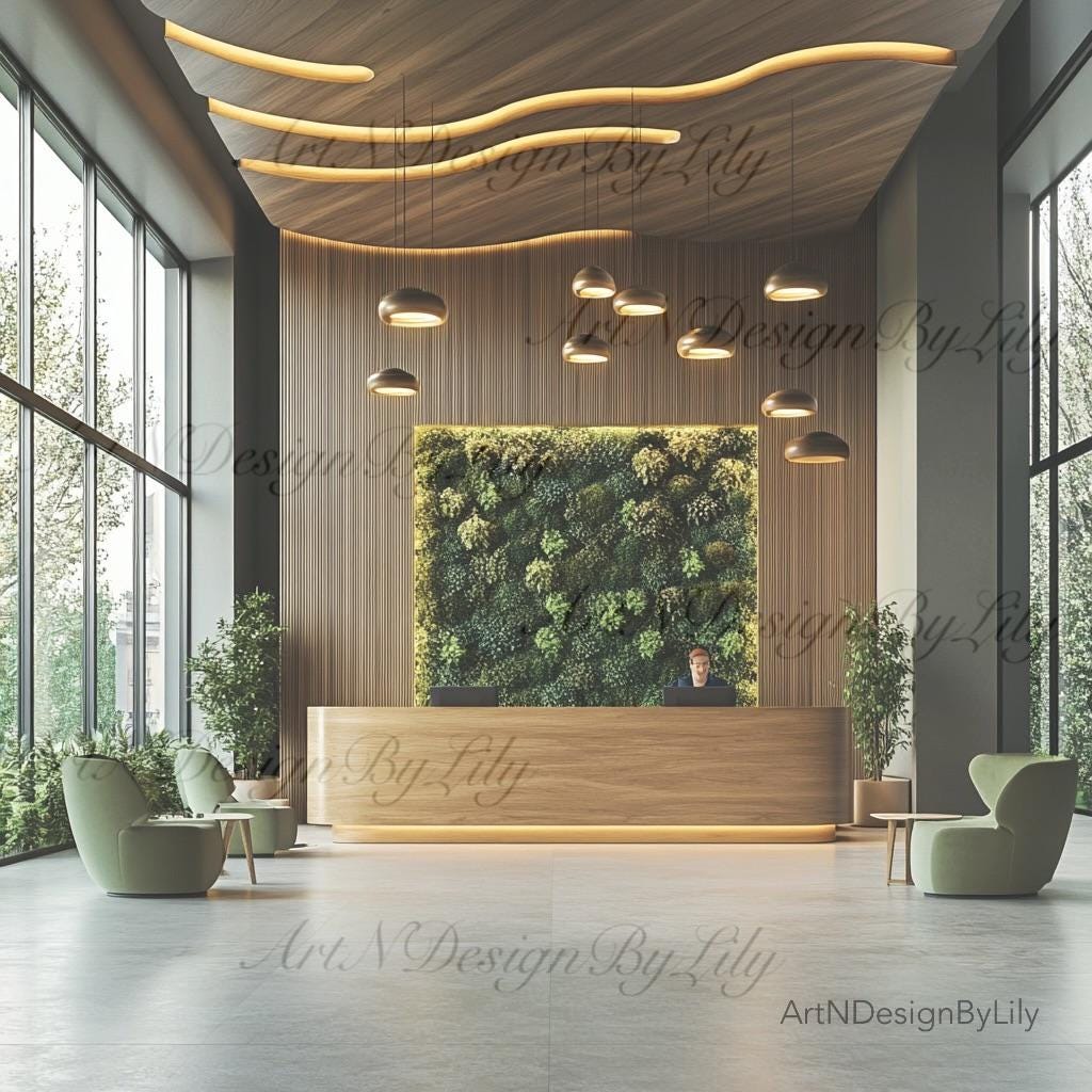 Biophilic Lobby Wall Art Set (4 Images + Moodboard) - Etsy