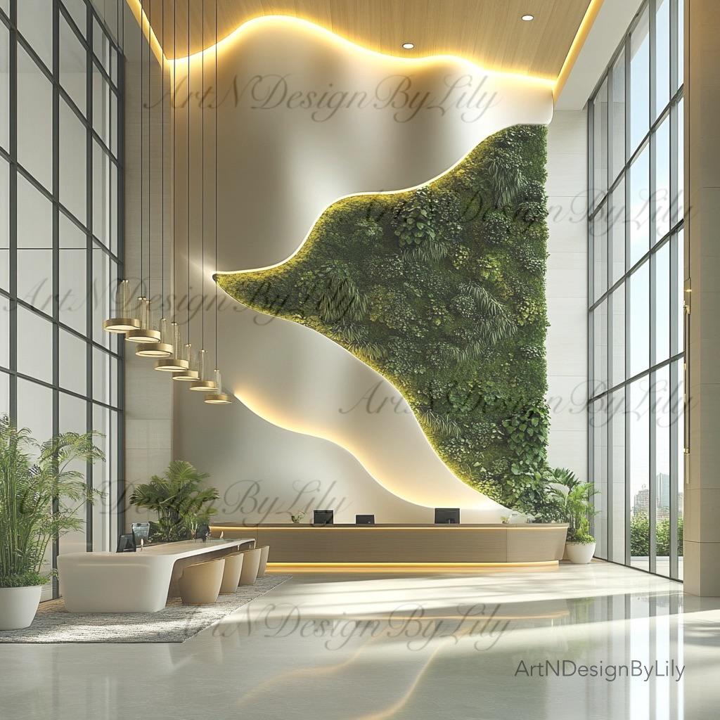 Biophilic Lobby Wall Art Set: Neutral AI Images (4 Images) - Etsy