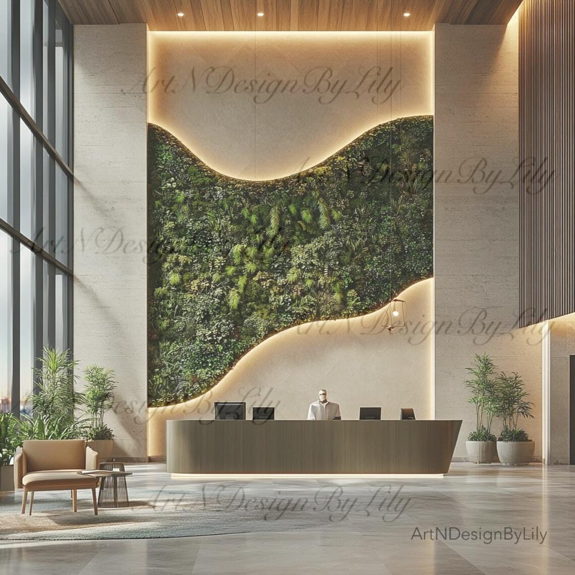 Biophilic Lobby Wall Art Set (4 Images + Moodboard) - Etsy