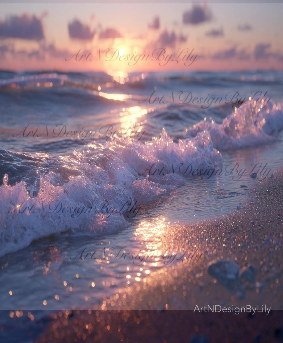 Realistic Ocean Sunset – Serene Coastal Wall Art With Waves - Etsy