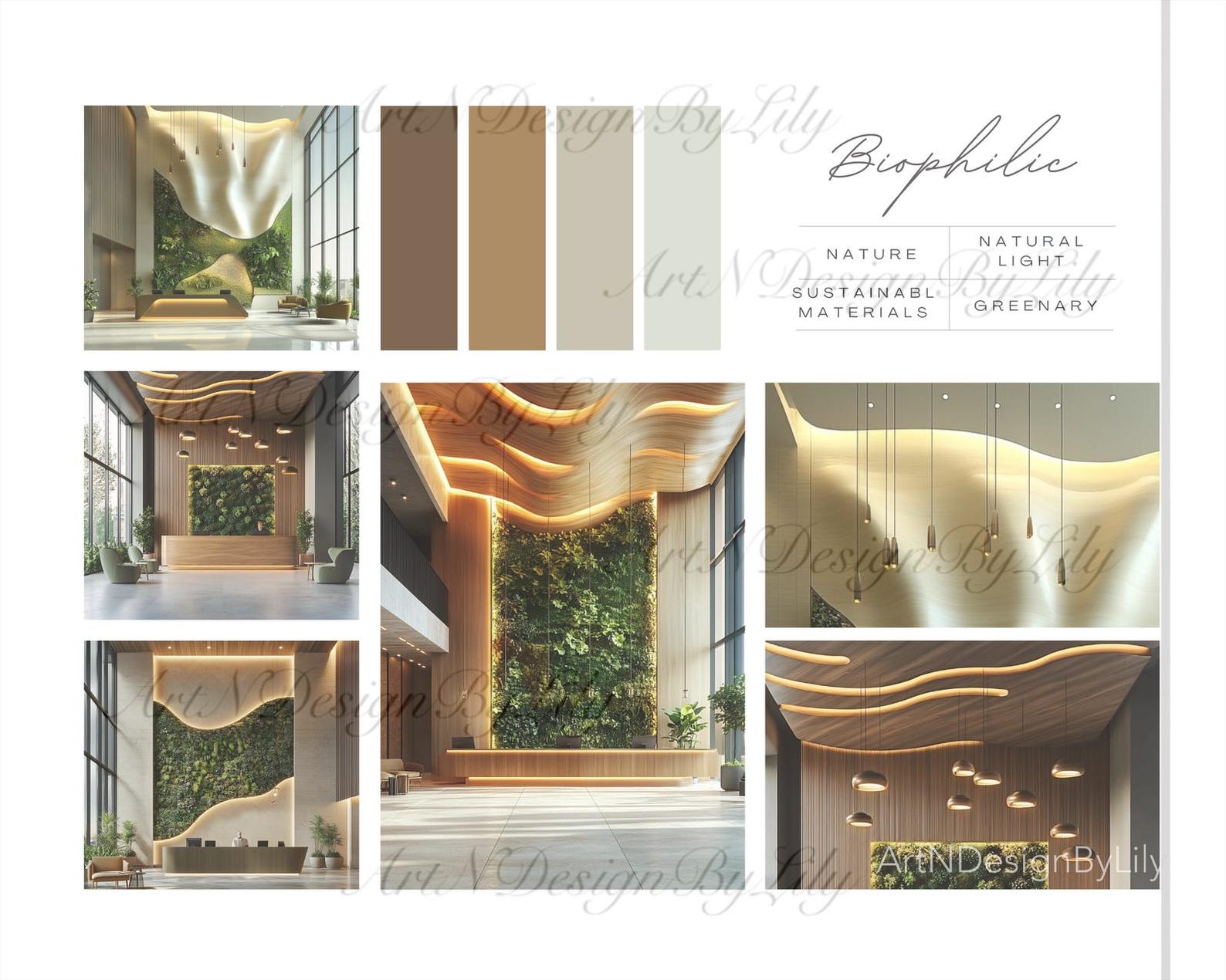 Biophilic Lobby Wall Art Set (4 Images + Moodboard) - Etsy