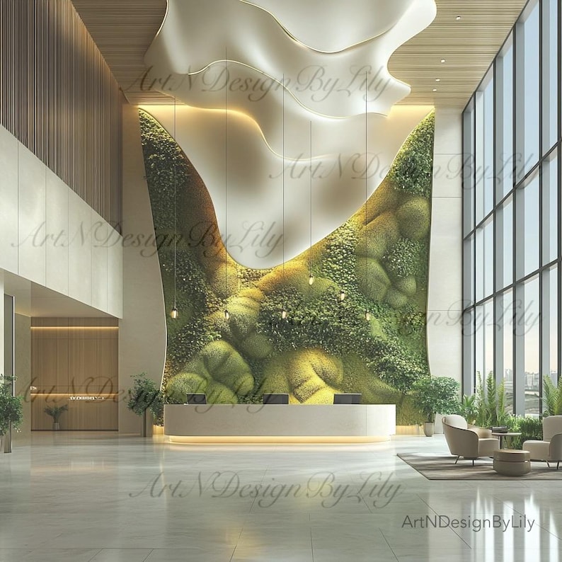 Biophilic Lobby Wall Art Set: Neutral AI Images (4 Images) - Etsy