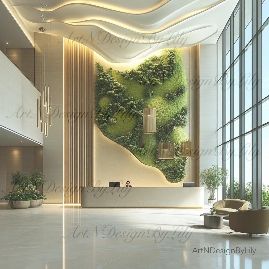 Biophilic Lobby Wall Art Set: Neutral AI Images (4 Images) - Etsy