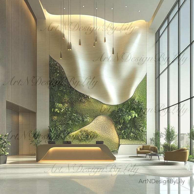 Biophilic Lobby Wall Art Set (4 Images + Moodboard) - Etsy