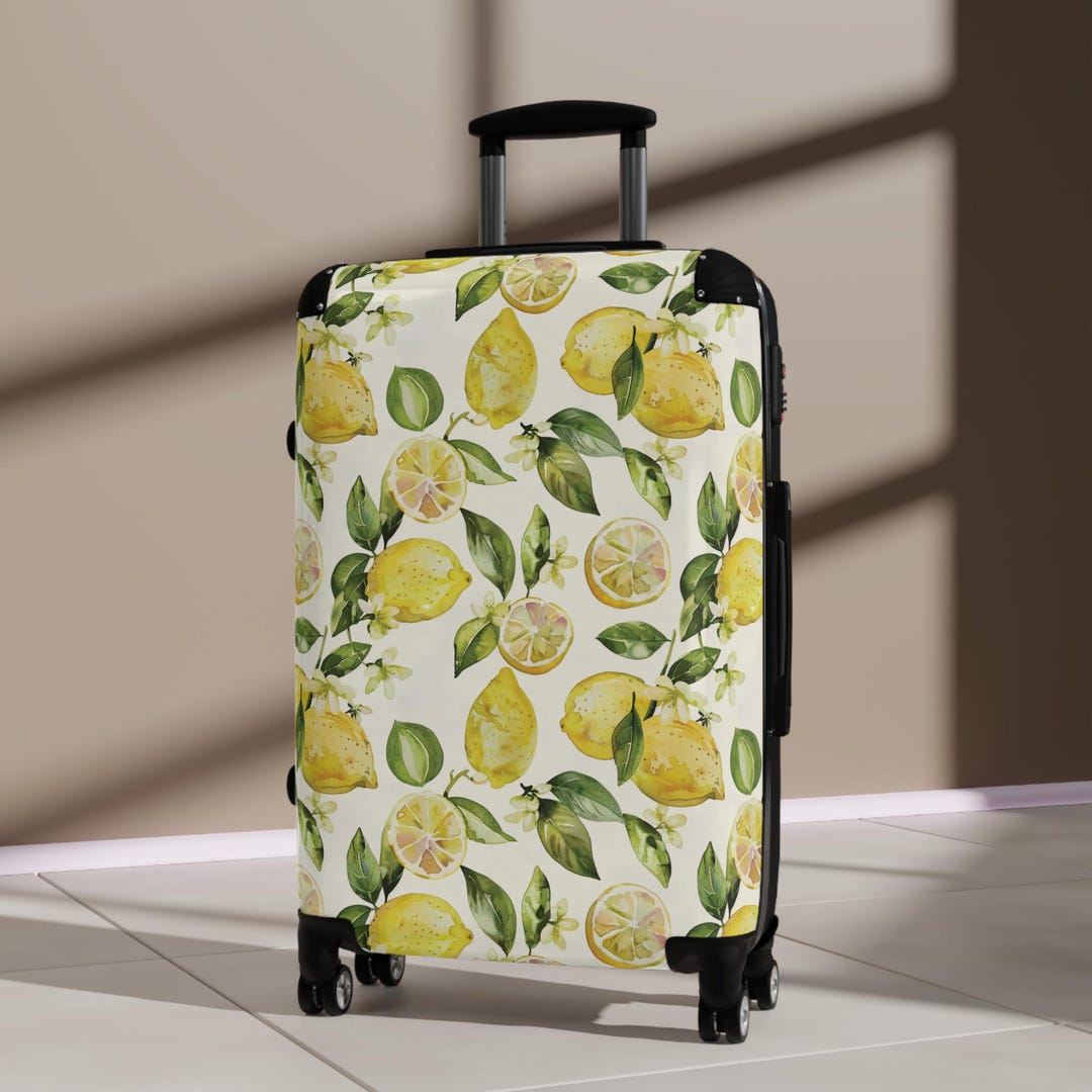 Lemon Floral Suitcase, Travel Luggage, Vacation Bag, Summer Travel ...