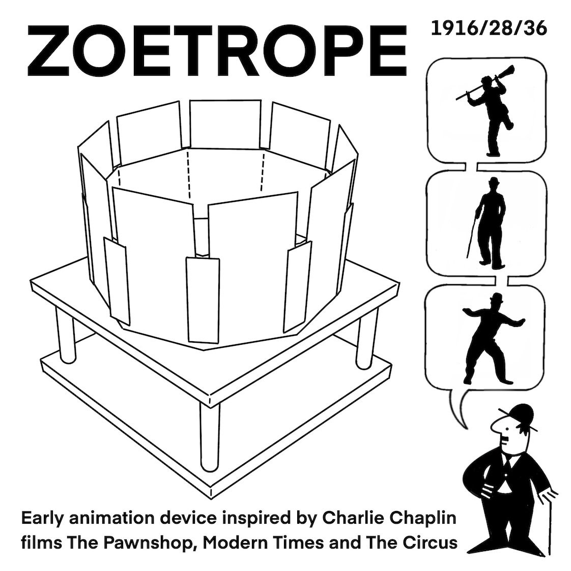 CHARLIE CHAPLIN Zoetrope- Animation Device With Chaplin Inspired ...