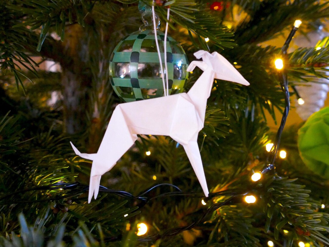 Origami Whippet/greyhound/sighthound Includes Base, Hanging Loop and ...