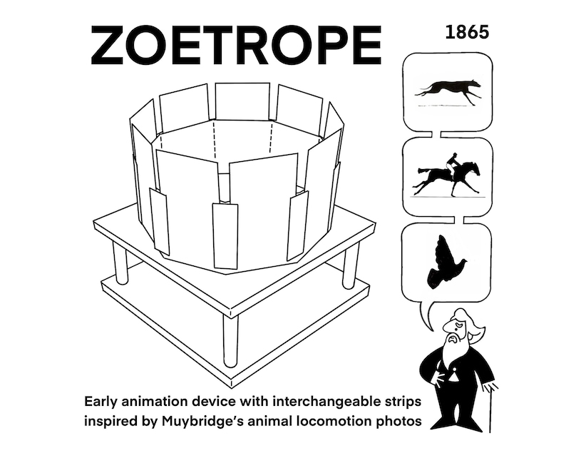 Zoetrope- Animation Device With HORSE, DOG & BIRD Sequences Inspired by ...
