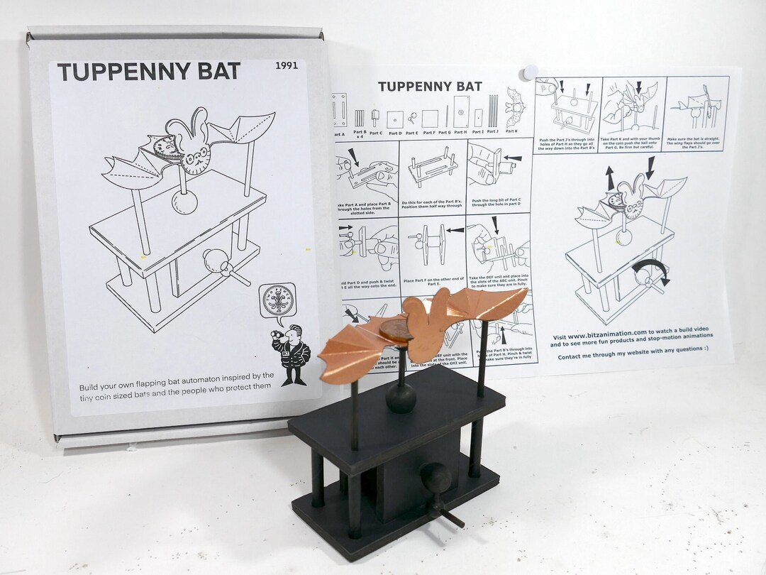 TUPPENNY BAT 'flapping Bat' Automaton Kit. Ikea Style Packaging ...
