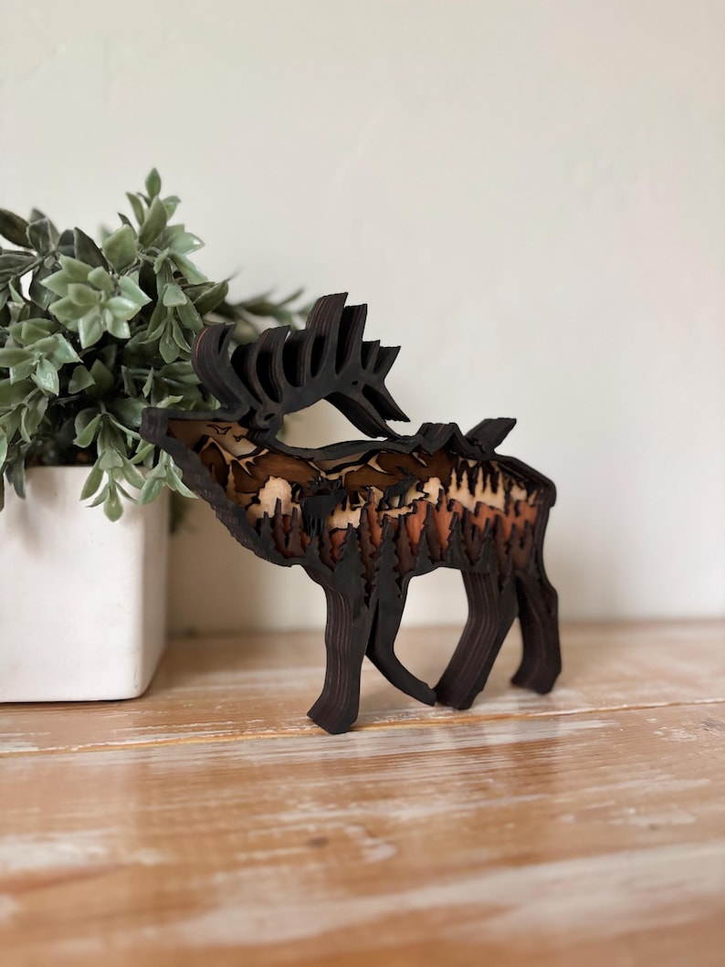 Elk Wood Decoration- Elk Decor- Wildlife Decoration- Elk - Etsy