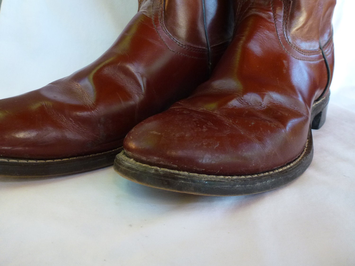 Laredo Cowboy Boots 7 1/2" Mens Roper Brown Leather Roper Boots Classic ...