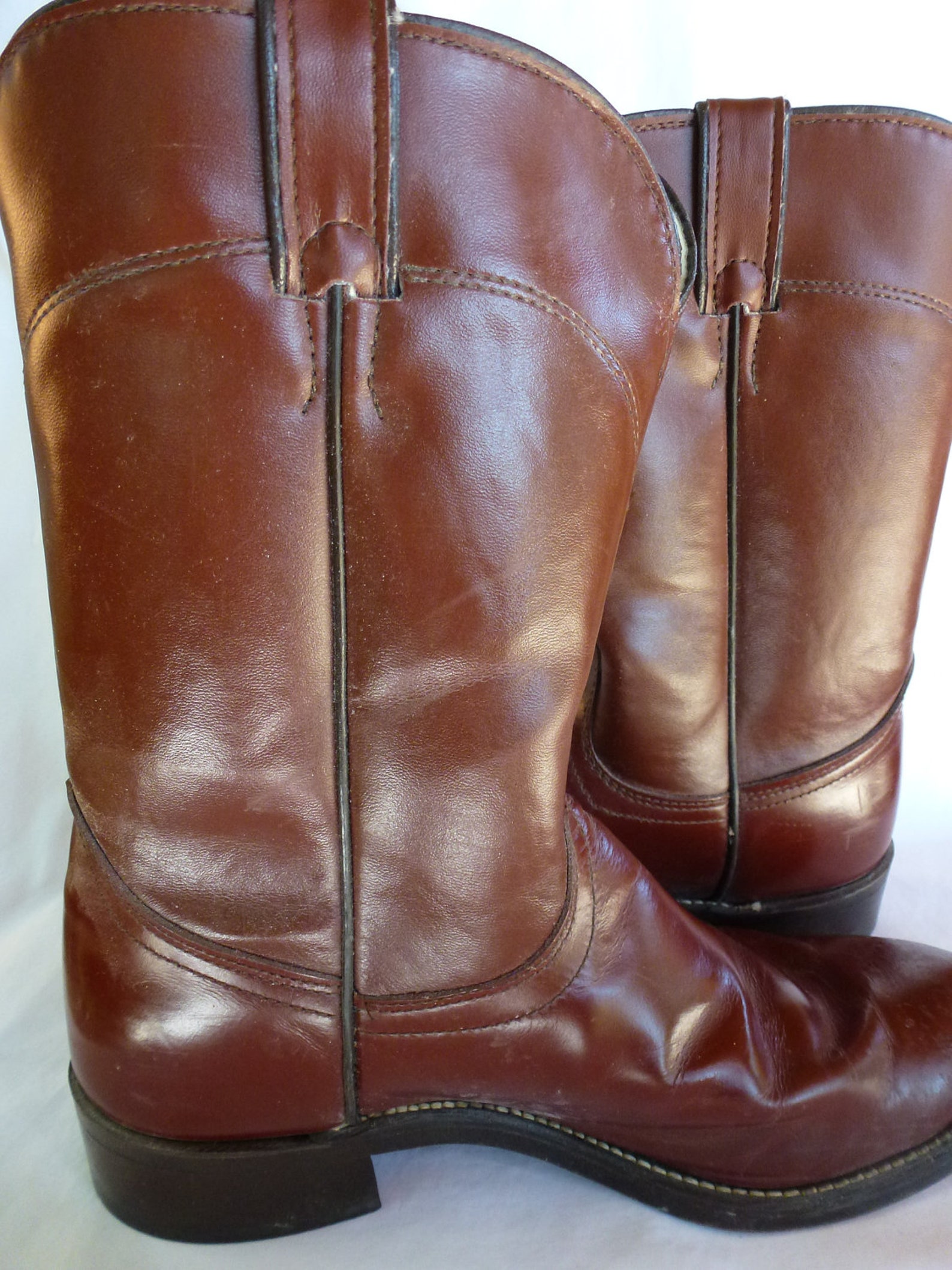 Laredo Cowboy Boots 7 1/2" Mens Roper Brown Leather Roper Boots Classic ...