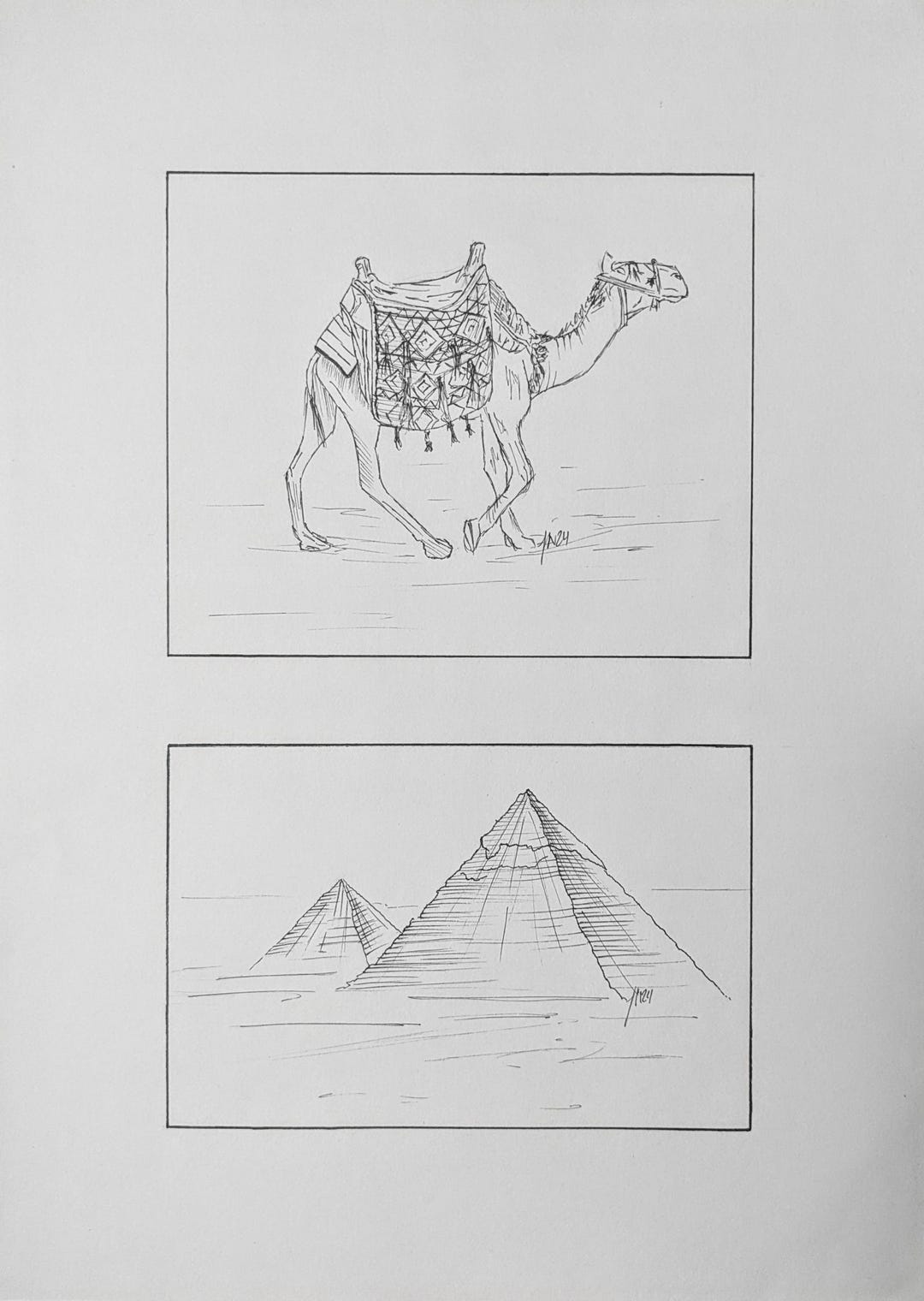 Egyptian Ink Drawing - Etsy