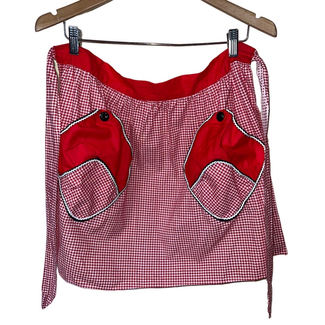 Grandmacore Hand Sewn APRON Granny Gingham Pockets Tie Back One Size OS ...