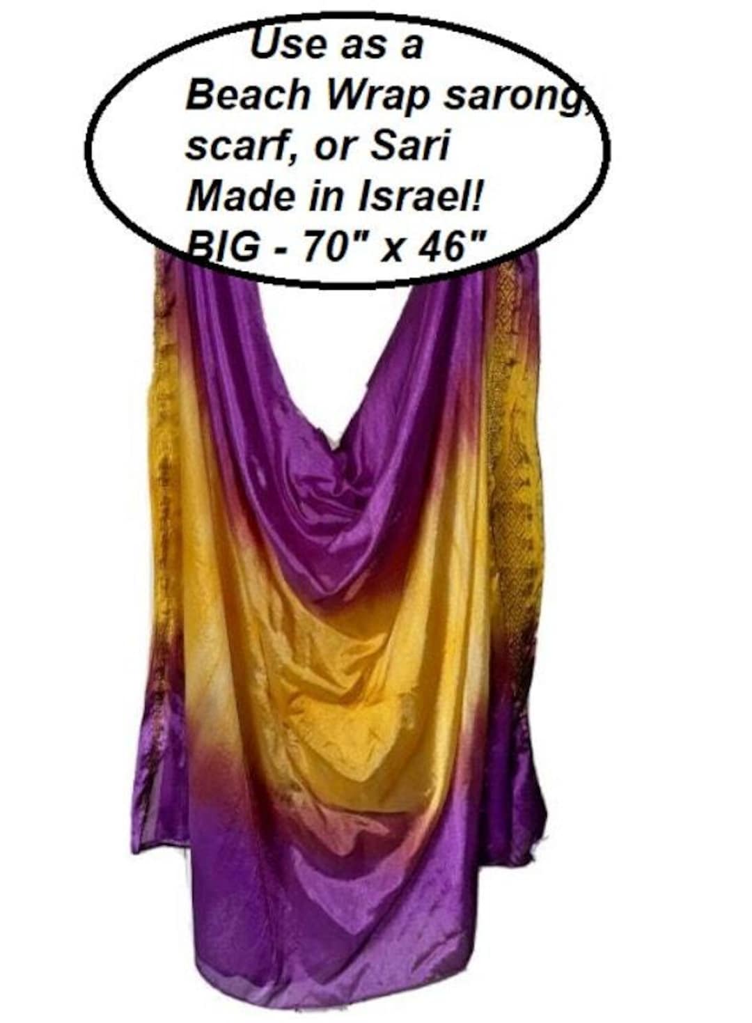 Wrap Skirt Pareo Sari Sarong Swim Cover-up Ombre Embroidered Israel ...