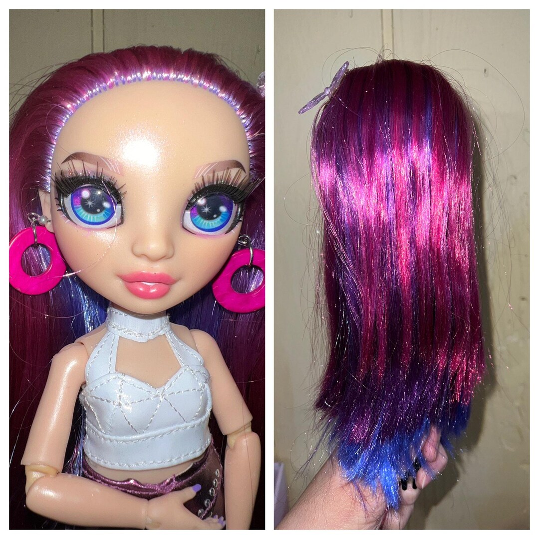 Rainbow High Custom Doll Hair Dyed Ombre Purple Pink Blue Collector Mod ...