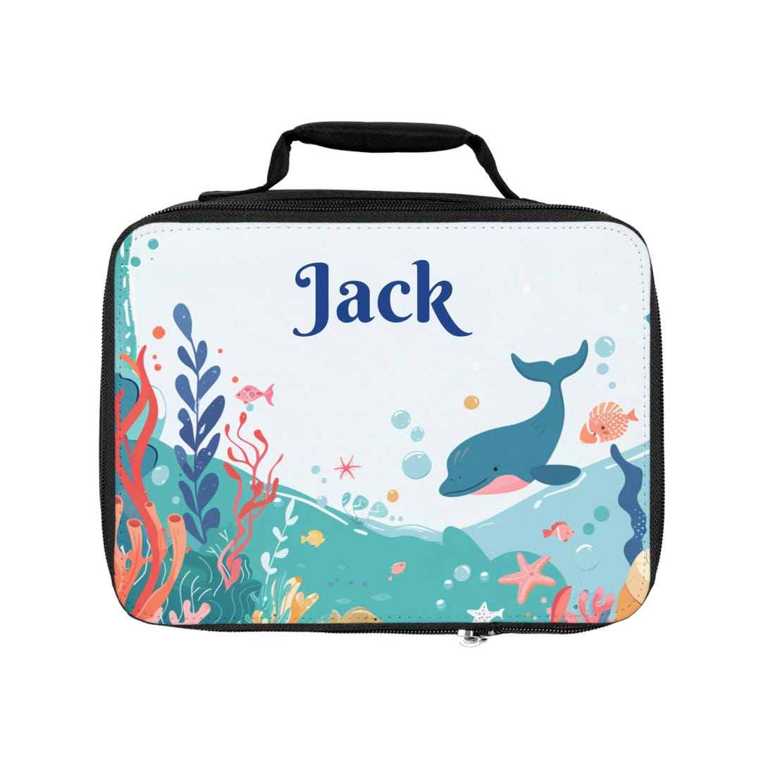 Lunch Bag, Sea Animals Theme, Personalized Name, Kids School Lunchbox ...