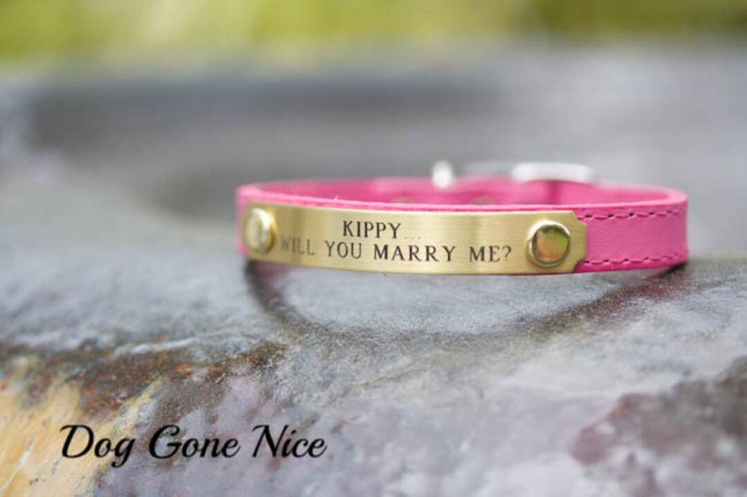 Leather Dog Collar Personalized, Wedding Dog Collar, Marry Me, Proposal ...
