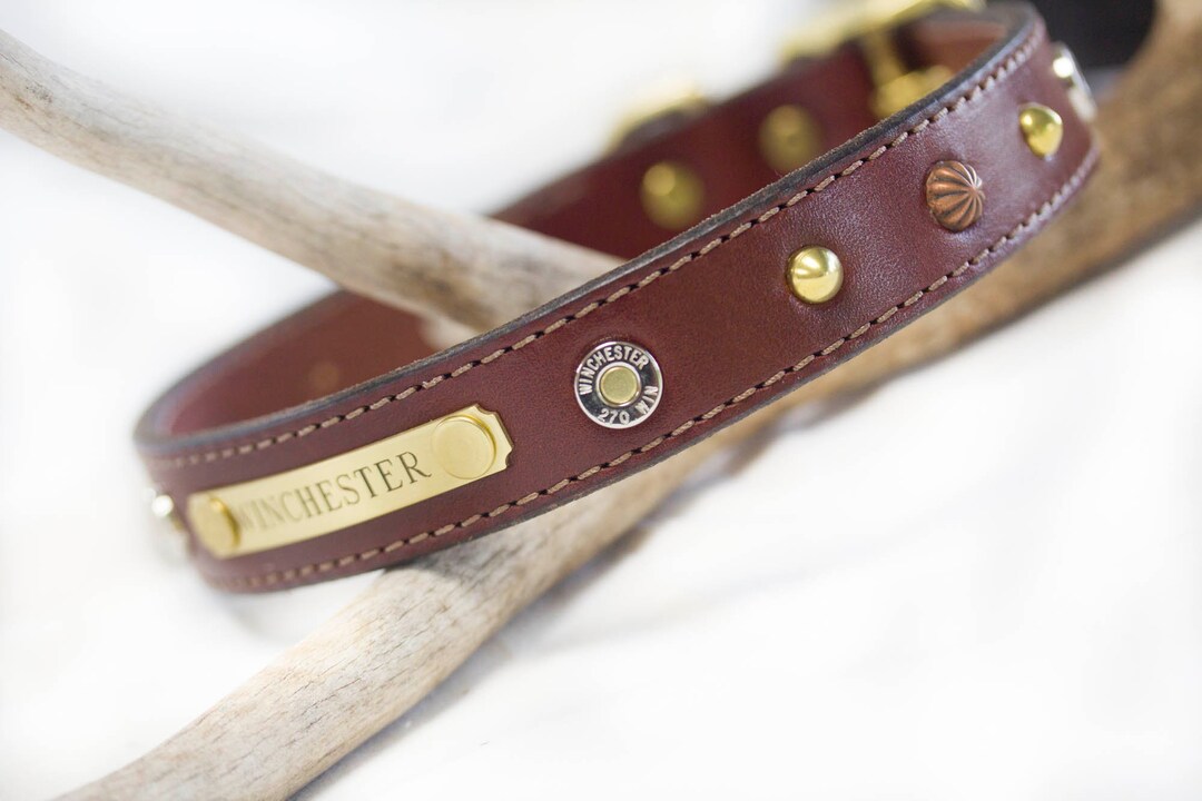 Shotgun Dog Collar, Hunting Dog Collar, Winchester Dog Collar, Leather ...