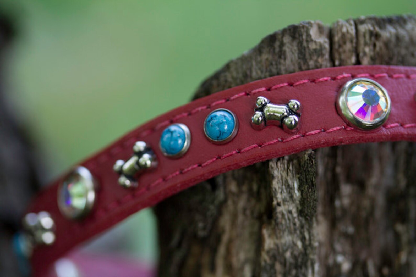 Red Leather Dog Collar, Leather Collar, Dog Gift, Puppy Collar, Small ...