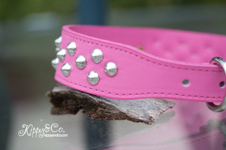 Pink Leather Collar 1.5 Inch Wide Pink Collar With | Etsy